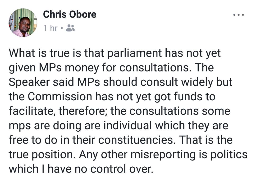 Parliament Yet to Secure Funding for 'Age Limit' Consultations - Chris ...