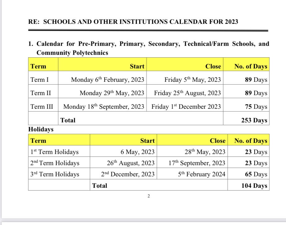 Education Ministry Releases 2023 School Calendar - SoftPower News
